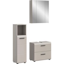 Badm&ouml;bel-Set Welltime "FLORENZ, 3-teilige Badkombination, hochwertige MDF-Front", kaschmir, B:105cm H:185cm T:30cm, Holzwerkstoff, MDF, Kastenm&ouml;bel-Sets, Badm&ouml;bel-Set, Bad-Kombination, Bad-M&ouml;bel, Badezimmer, Kombination, Kombi