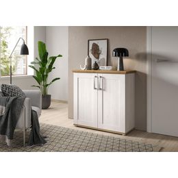 Kommode Home Affaire "COSENZA, Breite 95 cm, 2 T&uuml;ren, 2 Einlegeb&ouml;den, 3 F&auml;cher", wei&szlig; (sibiu l&auml;rche nachbildung), B:95cm H:92cm T:39cm, Holzwerkstoff, Sideboards, Kommode, in Landhausoptik, Anrichte, Schrank, Sideboard