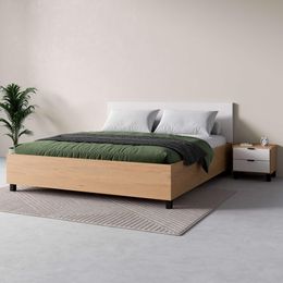 Bett VOX "SIMPLE, sehr strapazierf&auml;hig, hydraulischer Bettkasten oder Schublade", eiche, wei&szlig;, wei&szlig;, B:185cm H:119,6cm L:204,4cm, Betten, Bett, extrem hohe Belastbarkeit, robust und stilvoll, made in EU