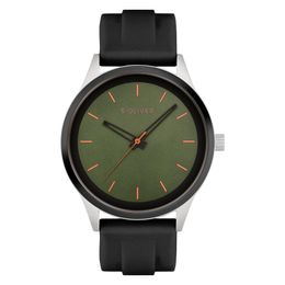 Quarzuhr s.Oliver "Sport Silicone", schwarz, gr&uuml;n, Armbanduhren, Herren, Quarzuhr, Armbanduhr, Herrenuhr, Silikonarmband, analog