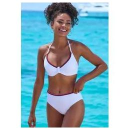 B&uuml;gel-Bikini-Top s.Oliver "Junis", Damen, Gr. 42, Cup B, wei&szlig;, Recycling-Polyamid, kontrastfarbene Details, unifarben, Bikini-Oberteile, mit geflochtenen Details