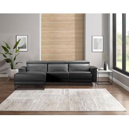 Ecksofa OTTO HOME "LUND, L-Form, 261cm, man. o. elektr. Relaxfunktion (mit USB-A)", schwarz, B:261cm H:97cm T:179cm, Kunstleder 100% Polyurethan, Sofas, Ecksofa, und Kopfteilverstellung