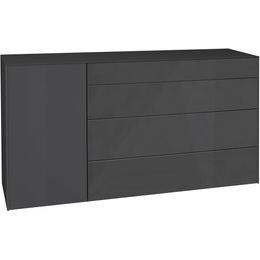 M&auml;usbacher Kommode M&Auml;USBACHER "Imola", grau (anthrazit matt lack, glas anthrazit glanz), B:169cm H:89cm T:42cm, Sideboards, Kommode, 2-Schubladen Kommode