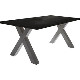 M&auml;usbacher Esstisch M&Auml;USBACHER "Mister", schwarz (tischplatte: schwarzstahlfarben), B:160cm H:77cm T:90cm, Tische, Esstisch, mit Auszug (160-210 cm), Gestell in X-Form