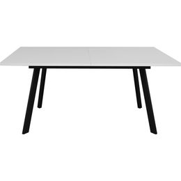M&auml;usbacher Esstisch M&Auml;USBACHER "Imola", schwarz (schwarz matt, glas kreidegrau glanz, schwarz matt, glas kreidegrau glanz), B:160cm H:2cm T:90cm, Tische, Esstisch, M&auml;usbacher Esstisch, Breite 160 cm, mit Glasoberplatte, 4 Metallf&uuml;&szlig;e