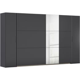 Schwebet&uuml;renschrank Rauch "Kleiderschrank Dreht&uuml;renschrank Schrank Garderobe KRONACH", graumetallic, griffleisten grau, mit 1 spiegel, B:354cm H:210cm T:59cm, Holzwerkstoff, Schr&auml;nke, Schwebet&uuml;renschrank, Kombischrank optional mit 1 oder 2 Spiegel viele B&ouml;den MADE IN GERMANY