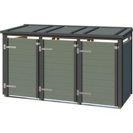 M&uuml;lltonnenbox Weka "Killarney", gr&uuml;ngrau, anthrazit, B:230cm H:127cm T:92cm, Massivholz, Aufbewahrungsboxen, Metall pulverbeschichtet, f&uuml;r 3 M&uuml;lltonnen, BxTxH: 230x92x127 cm