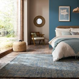 Teppich FLAIR RUGS "HEATHER", blau, B:160cm H:0mm L:230cm, Oberfl&auml;che: 100% Wolle. R&uuml;ckseite: 100% Baumwolle, Teppiche, Teppich