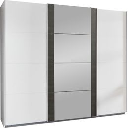 Schwebet&uuml;renschrank wimex "Bern Schiebet&uuml;renschrank", wei&szlig; (wei&szlig;, raw steel, alu), B:270cm H:210cm T:64cm, Holzwerkstoff, Schr&auml;nke, Schwebet&uuml;renschrank, Schrank mit zus&auml;tzlicher Innenausstattung, Garderobe
