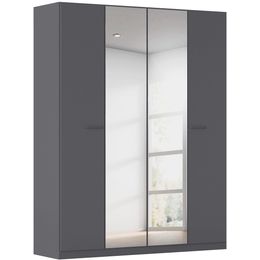 Dreht&uuml;renschrank Rauch "Kleiderschrank Schrank Garderobe OTELI inkl. Inneneinteilung", grau (graumetallic), B:181cm H:229cm T:54cm, Holzwerkstoff, Schr&auml;nke, Dreht&uuml;renschrank, mit zus&auml;tzlichen Einlegeb&ouml;den, optional mit Spiegel MADE IN GERMANY
