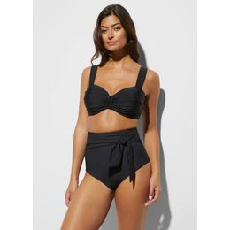 Bikini-Hose bonprix, Damen, Gr. 36, N-Gr, schwarz, Jersey, Elasthan, Polyamid, unifarben, Badehosen Bikini-Hose, Strong Shape aus formgebendem Material, mit Bindeschleife
