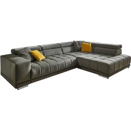 Ecksofa DIE PLANBAR "MP-IN15053 L-Form breiter Schenkel", olive, B:323cm H:73cm T:222cm, 100% Polyester, Sofas, Ecksofa, mit Kopfteilverstellung, wahlweise mit manueller Vorziehbank