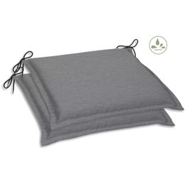 Sitzkissen GO-DE "Dora", grau (hellgrau, unifarben), B:47cm H:5cm L:45cm, Polyester, Dekokissen_Sitzkissen_Kissenh&uuml;llen, Sitzkissen, 2er Set, 47x5x45 cm, wasserabweisend