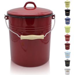 Kr&uuml;ger M&uuml;lleimer KR&Uuml;GER "Emaille-Eimer mit Deckel Serie Rio", rot, H:27,5cm &Oslash;:24cm, Emaille, M&uuml;lleimer, M&uuml;lleimer, schnitt- / kratzfeste Oberfl&auml;che, bakterienabweisend, extrem langlebig