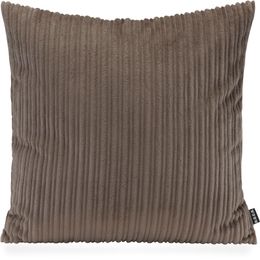 HOCK Dekokissen H.O.C.K. "Precious Cord", grau (braun, schlamm, taupe, unifarben), B:50cm H:10cm L:50cm, Polyester, Dekokissen_Sitzkissen_Kissenh&uuml;llen, leicht schimmernde unterschiedlich gro&szlig;e L&auml;ngsstreifen im Retro Style