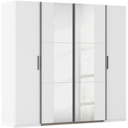 Schwebet&uuml;renschrank Rauch "Kleiderschrank Dreht&uuml;renschrank Schrank Garderobe KRONACH", alpinwei&szlig;, griffleisten grau, mit 2 spiegel, B:225cm H:210cm T:59cm, Holzwerkstoff, Schr&auml;nke, Schwebet&uuml;renschrank, Kombischrank optional mit 1 oder 2 Spiegel viele B&ouml;den MADE IN GERMANY
