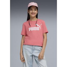 T-Shirt Puma "ESS NO 1 LOGO TEE G", M&auml;dchen, Gr. 140, wild pink, Jersey, Obermaterial: 100% Baumwolle, bedruckt, regular fit normal, Rundhals, Shirts T-Shirt, Regular Fit, Kurzarm, mit Kapuze, mit Logodruck