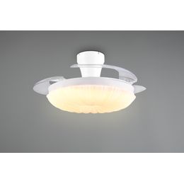 REALITY LEUCHTEN LED Deckenleuchte "KIRUNA mit Ventilator, Deckenventilator mit ausklappbaren Fl&uuml;geln 30W", wei&szlig;, 1, &Oslash; 106cm H: 30,5cm, 1 Stk., Leuchten, &Oslash; 49-106 cm (aufgeklappt), 6 Stufen, LED 32W CCT dimmbar Timer Fernb., LED Deckenleuchte