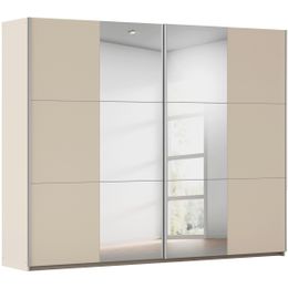 Schwebet&uuml;renschrank Rauch "Kleiderschrank Dreht&uuml;renschrank Schrank Garderobe KRONACH", champagner, griffleisten alu, 2 spiegel, B:261cm H:210cm T:59cm, Holzwerkstoff, Schr&auml;nke, Schwebet&uuml;renschrank, optional ohne, mit 1 oder 2 Spiegel, viel Stauraum MADE IN GERMANY