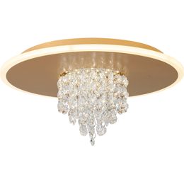 Searchlight LED Deckenleuchte "Deluge-LED-Deckenleuchte, Metall mit Kristallglas", Energieeffizienz: G (A-G), goldfarben, H: 15cm, 1 Stk., Leuchten, LED Deckenleuchte