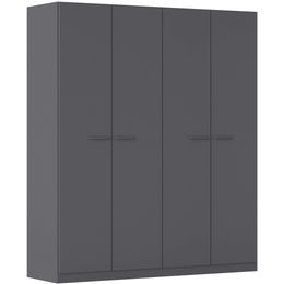 Dreht&uuml;renschrank Rauch "Kleiderschrank Schrank Garderobe OTELI inkl. Inneneinteilung", graumetallic, B:181cm H:210cm T:54cm, Holzwerkstoff, Schr&auml;nke, Dreht&uuml;renschrank, mit zus&auml;tzlichen Einlegeb&ouml;den, optional mit Spiegel MADE IN GERMANY