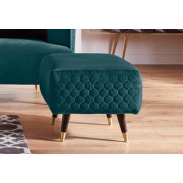 Hocker Home Affaire "Oradea", blau (petrol), B:50cm H:44cm T:48cm, Samtoptik (100% Polyester), Hocker, Polsterhocker Sitzhocker, passend zur Oradea-Serie