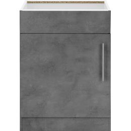 Wiho-K&uuml;chen Sp&uuml;lenschrank WIHO K&Uuml;CHEN "Cali", grau (front und korpus: betonfarben), B:60cm H:82cm T:57cm, Schr&auml;nke, Sp&uuml;lenschrank, 60 cm breit, ohne Arbeitsplatte