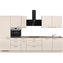 K&uuml;chenzeile Nobilia "Laser II", NEU: individuell anpassbar mit gratis Profi-Beratung", k&uuml;che: natur, korpus: sandfarben, arbeitsplatte: eiche havanna nachbildung, B:360,3cm H:216,6cm T:60cm, Komplettk&uuml;chen-Sets, K&uuml;chenzeile, vormontiert, 360 cm breit, optional mit verschiedenen E‑Ger&auml;te-Sets