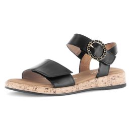 Keilsandalette Gabor "RHODOS", Damen, Gr. 35, schwarz, Kalbsleder, unifarben, Schuhe, Riemchensandale, Komfortschuh, Sommerschuh mit h&uuml;bscher Zierschnalle