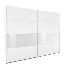 Schwebet&uuml;renschrank wimex "Bramfeld Kleiderschrank", wei&szlig; (wei&szlig;, absetzung wei&szlig;glas), B:270cm H:236cm T:64cm, Schr&auml;nke, Schwebet&uuml;renschrank, mit Glaselementen und zus&auml;tzlichen Einlegeb&ouml;den