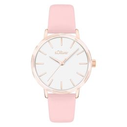 Quarzuhr s.Oliver "Acetate Circle", rosa, Armbanduhren, Damen, Quarzuhr, Armbanduhr, Damenuhr, analog