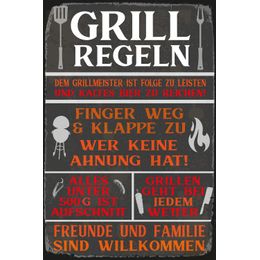 Metallbild queence "Grillregeln", rot (farbe bild(er): rot), B:20cm H:30cm T:0,03cm, Blech, Metall, Bilder, 20x30cm inkl. Aufh&auml;ngung, Outdoor geeignet