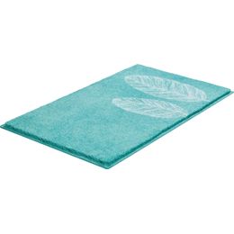 Badematte Grund "Duetto", blau (t&uuml;rkis), H:20mm, Polyacryl, Badematten, Badematte, Badematte mit Feder-Muster