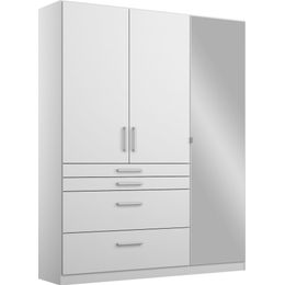 Dreht&uuml;renschrank Rauch "Kleiderschrank Schrank Garderobe Garderobenschrank HOMBURG", wei&szlig; (alpinwei&szlig;, hochglanz wei&szlig;), B:136cm H:197cm T:54cm, Holzwerkstoff, Schr&auml;nke, Dreht&uuml;renschrank, mit Spiegel, oberer Schubkasten mit Einteilung MADE IN GERMANY