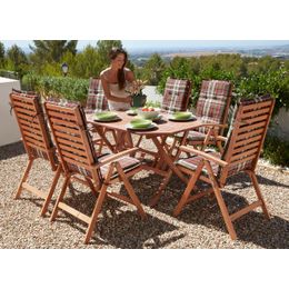 Garten-Essgruppe Merxx "Borkum", braun, Obermaterial: 100% Polyester. F&uuml;llung: 100% Polyurethan, Sitzm&ouml;bel-Sets, Eukalyptusholz, FSC Mix, geeignet f&uuml;r 6 Personen, Topseller