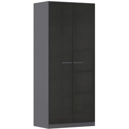 Dreht&uuml;renschrank Rauch "Kleiderschrank Schrank Garderobe OTELI inkl. Inneneinteilung", graumetallic, hochglanz effektgrau, B:91cm H:210cm T:54cm, Holzwerkstoff, Schr&auml;nke, Dreht&uuml;renschrank, mit zus&auml;tzlichen Einlegeb&ouml;den, optional mit Spiegel MADE IN GERMANY