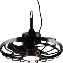 REALITY LEUCHTEN LED Deckenleuchte "OSLO mit Ventilator, Deckenventilator mit H&auml;ngevorrichtung + 3m Kabel", schwarz, 1, &Oslash; 51cm H: 42cm, 1 Stk., Leuchten, outdoortauglicher Ventilator IP44 f&uuml;r Garten, Terrasse oder Bad &Oslash; 51cm, LED Deckenleuchte