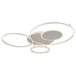 Globo LIGHTING Deckenleuchte "JOHNSON", silberfarben, 1, &Oslash; 70cm H: 13cm, 1 Stk., Leuchten, Smarte LED-Deckenleuchte, dimmbar, Fernbedienung, flexibel, Deckenleuchte