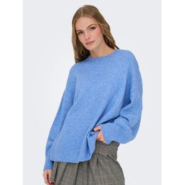 Jacqueline de Yong Strickpullover JDY "JDYSONJA L/S O-NECK PULLOVER KNT NOOS", Damen, Gr. S, blau (provence detail:melange), Strick, Obermaterial: 57% Polyester, 26% Polyacryl, 14% Nylon, 3% Elasthan, meliert, normal, Rundhals, B&uuml;ndchen, Pullover Strickpullover, Materialmix