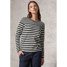 Streifenpullover Cecil, Damen, Gr. XXL46, blau (night sky blau melange), Stoff, 33% Polyester, 31% Polyacryl, 24% Baumwolle, 12% Nylon, gestreift, normal normal, Rundhals, B&uuml;ndchen, Pullover Streifenpullover, mit Rundhalsausschnitt