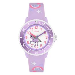 Quarzuhr s.Oliver "The Magic Time", lila, Armbanduhren, Kinder, Quarzuhr, Armbanduhr, Silikonarmband, Kinderuhr, M&auml;dchen, analog