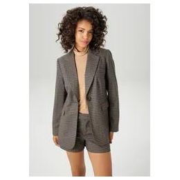 Longblazer Aniston CASUAL, Damen, Gr. 36, bunt (anthrazit, dunkelbraun, helltaupe, hellbraun), Web, Obermaterial: 65% Polyester, 33% Viskose, 2% Elasthan. Futter: 100% Polyester, Jacquardmuster, kariert, l&auml;ssig geschnitten Po-bedeckend, Blazer Longblazer, im dezenten karo-Dessin