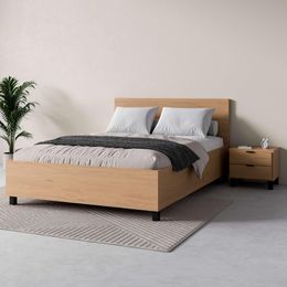 Bett VOX "SIMPLE, sehr strapazierf&auml;hig, hydraulischer Bettkasten oder Schublade", eiche, eiche, B:145cm H:119,6cm L:204,4cm, Betten, Bett, extrem hohe Belastbarkeit, robust und stilvoll, made in EU