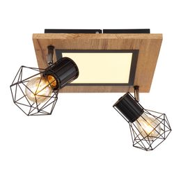 Globo LIGHTING Deckenleuchte "PRISKA", braun (schwarz matt), 1, H: 22,5cm, 1 Stk., Leuchten, LED Deckenleuchte f&uuml;r Wohn- & Esszimmer Holzoptik schwarz, Deckenleuchte
