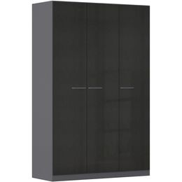 Dreht&uuml;renschrank Rauch "Kleiderschrank Schrank Garderobe OTELI inkl. Inneneinteilung", graumetallic, hochglanz effektgrau, B:136cm H:210cm T:54cm, Holzwerkstoff, Schr&auml;nke, Dreht&uuml;renschrank, mit zus&auml;tzlichen Einlegeb&ouml;den, optional mit Spiegel MADE IN GERMANY