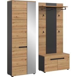 Garderoben-Set Home Affaire "REHAT, TOPSELLER, 3-teilig, Breite 160 cm, individuell erweiterbar", basalt grau, artisan eiche nachbildung, FSC-zertifizierter Holzwerkstoff, Kastenm&ouml;bel-Sets, Garderobenkombination, Kombination, Set, Flurgarderobe, Diele