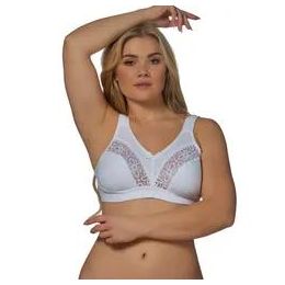 B&uuml;gelloser BH ELBRINA, Damen, Gr. 80, Cup B, wei&szlig;, Spitze, Obermaterial: 95% Baumwolle, 5% Elasthan, unifarben, bequem, BHs, mit Spitze, mit Schleife, breite Tr&auml;ger, ohne B&uuml;gel, Baumwollmix