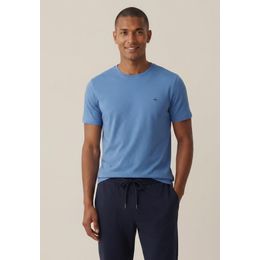 T-Shirt Fynch-Hatton "Fynch-Hatton Basic T-Shirt", Herren, Gr. XL (56/58), blau (rauchblau), Single Jersey, Obermaterial: 100% Baumwolle, bestickt, unifarben, normal h&uuml;ftbedeckend, Rundhals, abgerundeter Saum, Shirts T-Shirt, Sommershirt in unifarben, mit Logostickerei