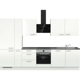 K&uuml;chenzeile Nobilia "Laser II", NEU: individuell anpassbar mit gratis Profi-Beratung", wei&szlig; (k&uuml;che: wei&szlig;, korpus: alpinwei&szlig;, arbeitsplatte: schwarzbeton nachbildung), B:330,3cm H:216,6cm T:60cm, Komplettk&uuml;chen-Sets, K&uuml;chenzeile, vormontiert, 330 cm breit, optional mit verschiedenen E‑Ger&auml;te-Sets