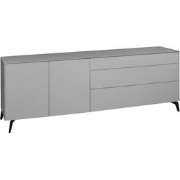 M&auml;usbacher Lowboard M&Auml;USBACHER "Imola", grau (kreidegrau matt lack, glas kreidegrau glanz), F&uuml;&szlig;e aus Metall,4 Packst&uuml;cke, 1 Stk., 2 Stk., Sideboards, Lowboard, M&auml;usbacher Lowboard mit Glasfront und Glasoberplatte
